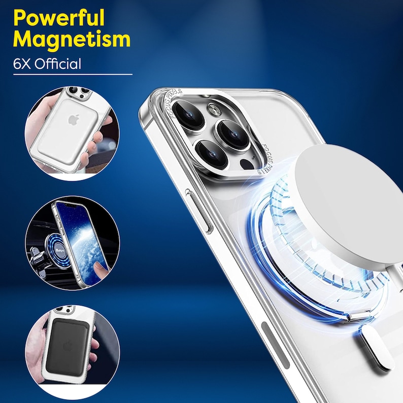 Case for iPhone 15 Magnetic 360 Rotatable Ring Holder Invisible Stand ...