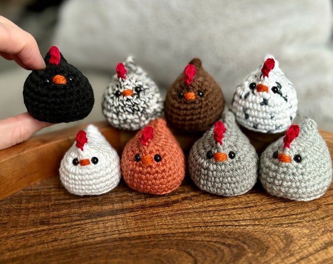 Mini Crochet Chicken, Chicken Keychain, Small Crochet Chicken, Chicken ...