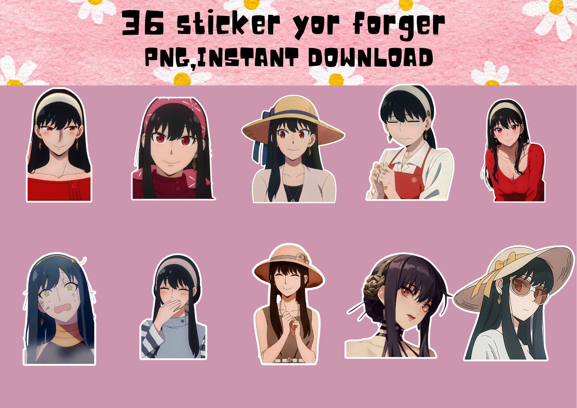 Anime Stickers Png Pack, Yor Forger Anime Stickers,ipad Sticker ...