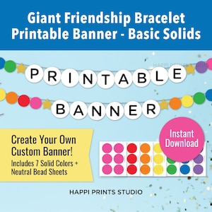 Basic Solid Color Giant Friendship Bracelet Garland, Printable Custom ...