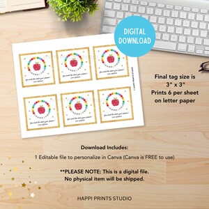 Friendship Bracelet Teacher Thank You Gift Tag, Editable Teacher Apple ...