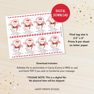 Editable Teacher Appreciation Christmas Gift Tag, Printable Santa ...