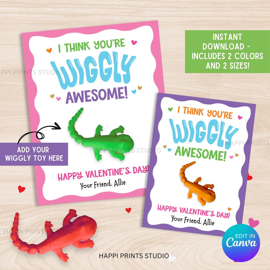 3D Printed Articulated Critter Printable Valentine Card, Mini Fidget ...