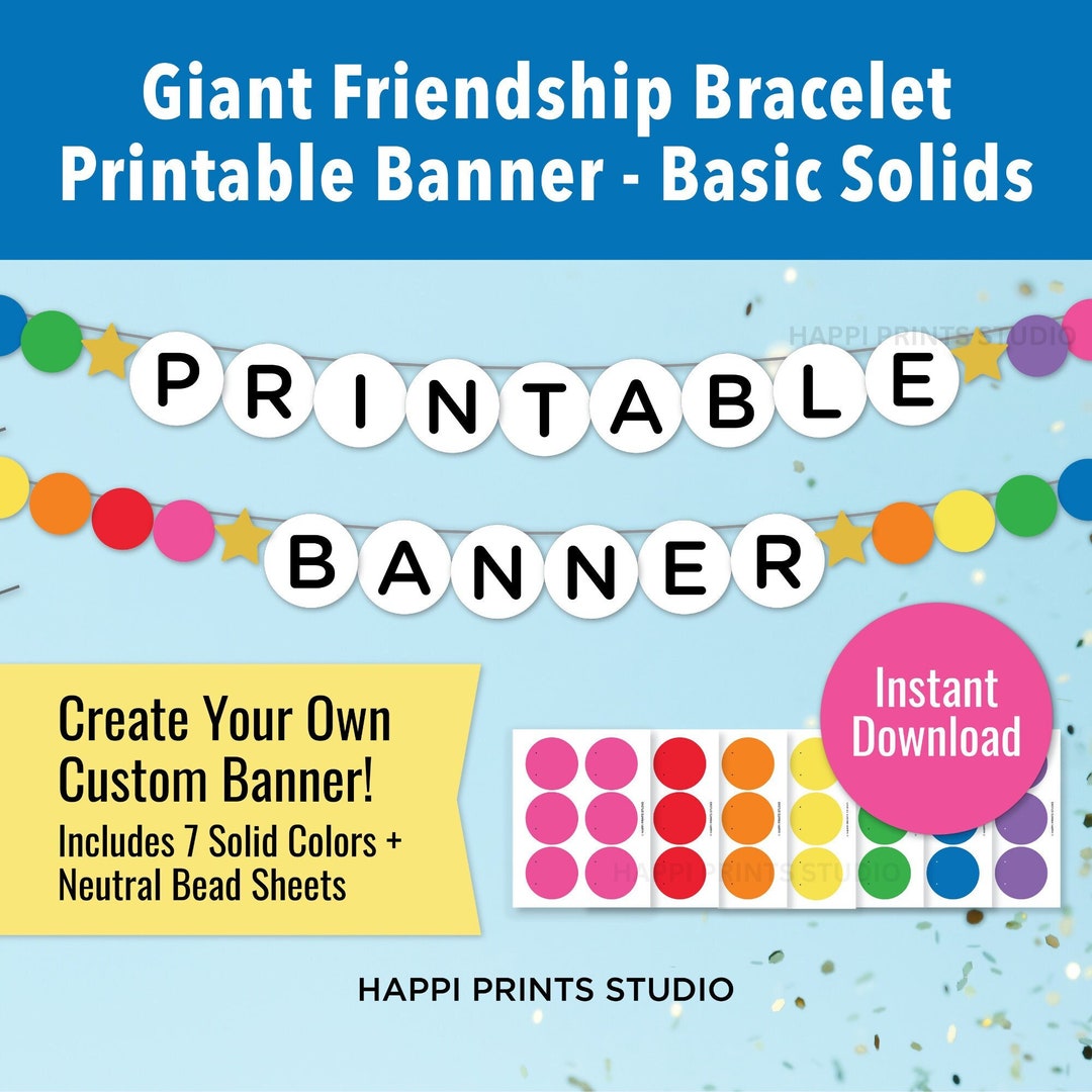 Basic Solid Color Giant Friendship Bracelet Garland, Printable Custom ...