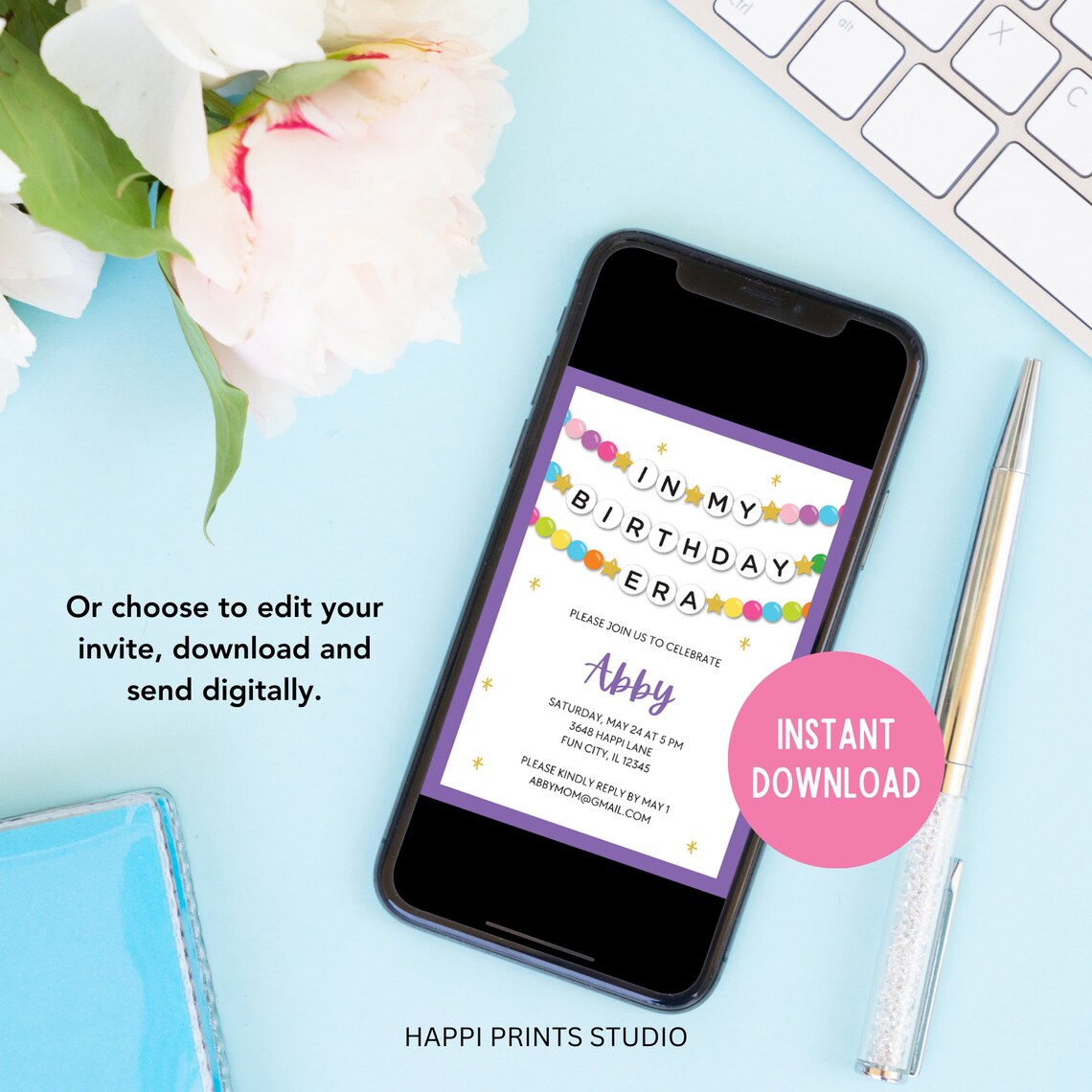 In My Birthday Era Invite Printable, Friendship Bracelet Birthday ...