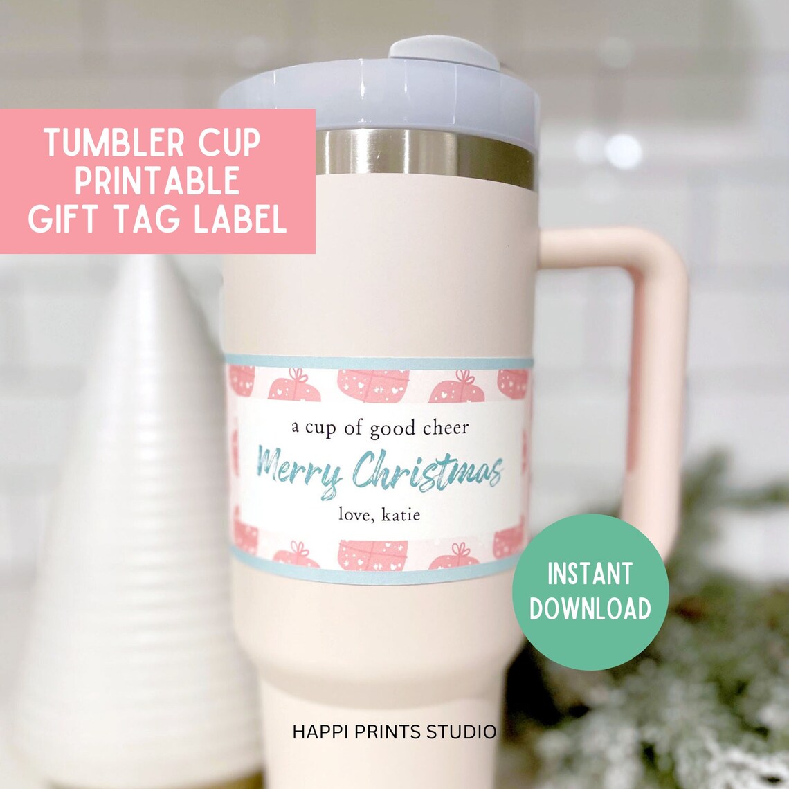 Cup of Good Cheer Personalized 40oz Tumbler Gift Tag, Christmas Gift ...