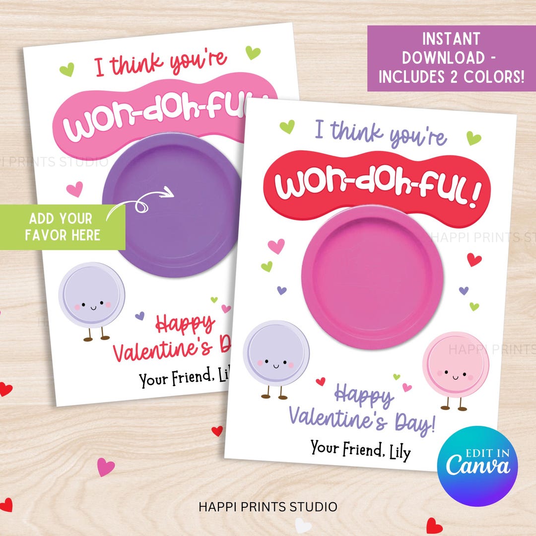 Wondohful Play Dough Valentine Printable Card, Classroom Exchange ...