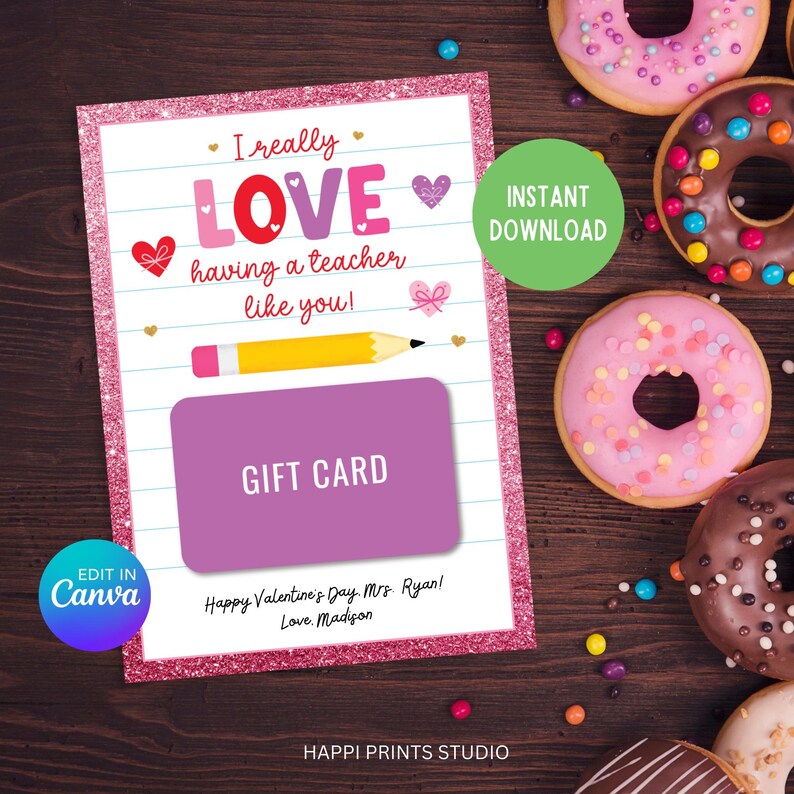 Valentine Love Teacher Gift Card Holder, Teacher Valentine Appreciation ...