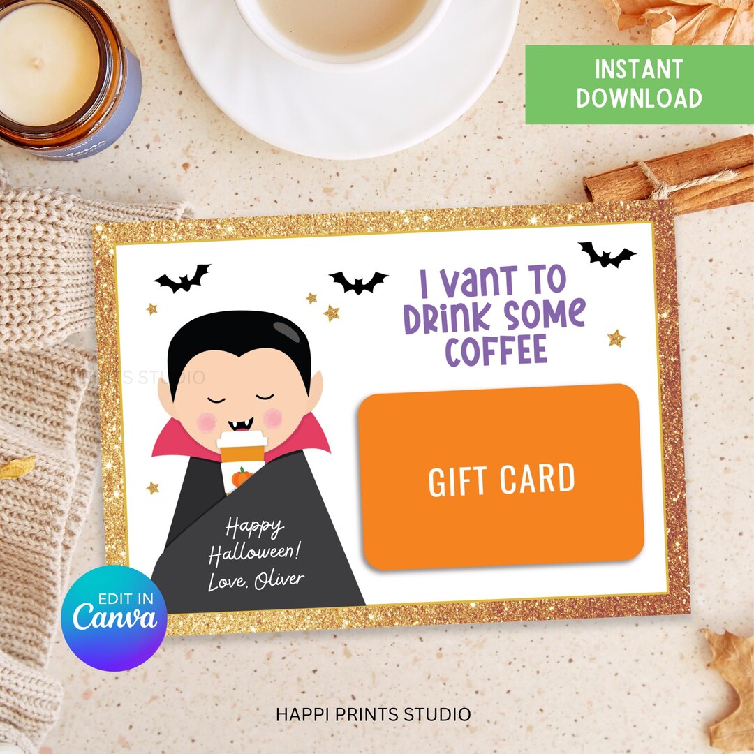 Halloween Teacher Coffee Gift Card Holder, Vampire Coffee Gift Card ...