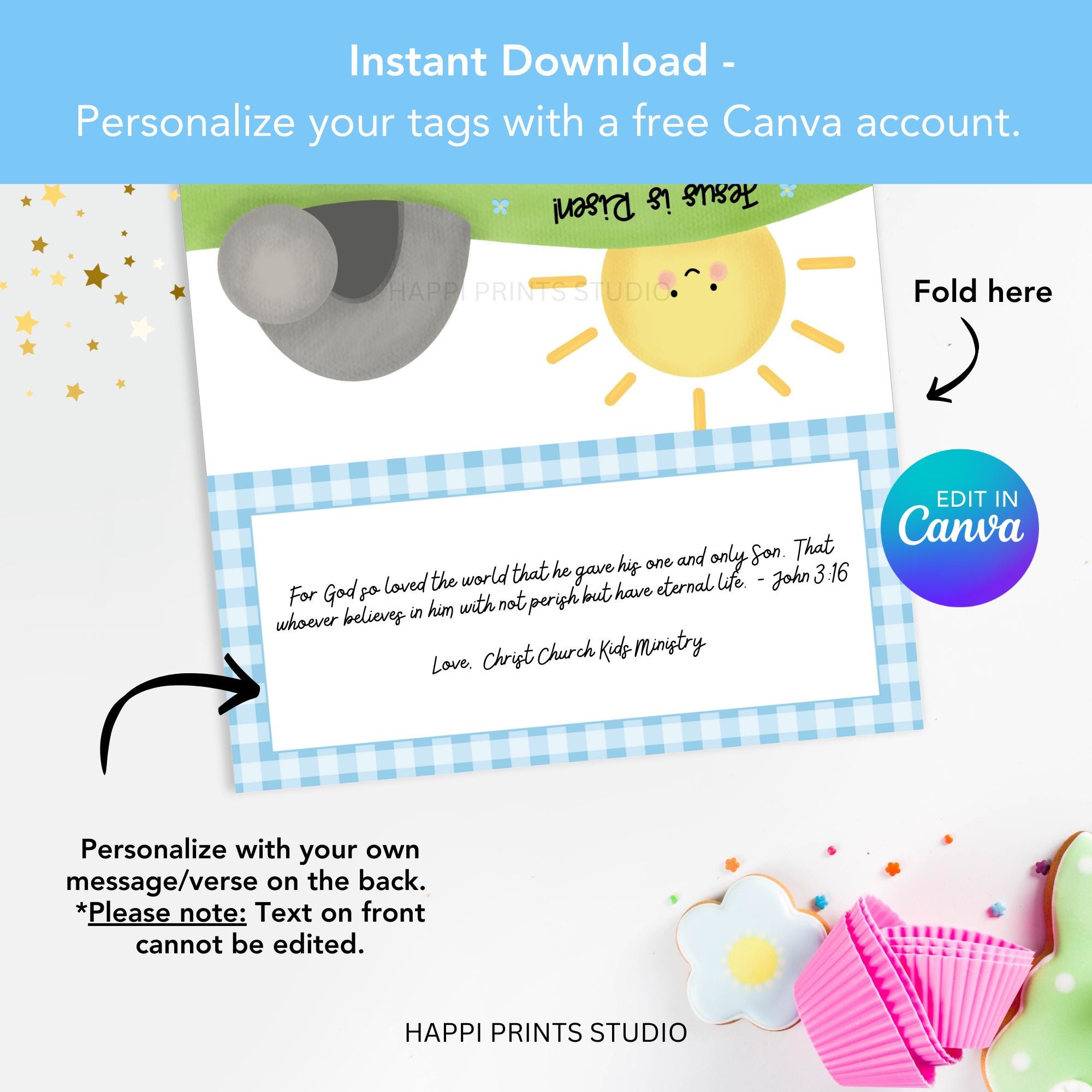 Jesus is Risen Easter Bag Topper, Printable Easter Treat Bag Topper ...