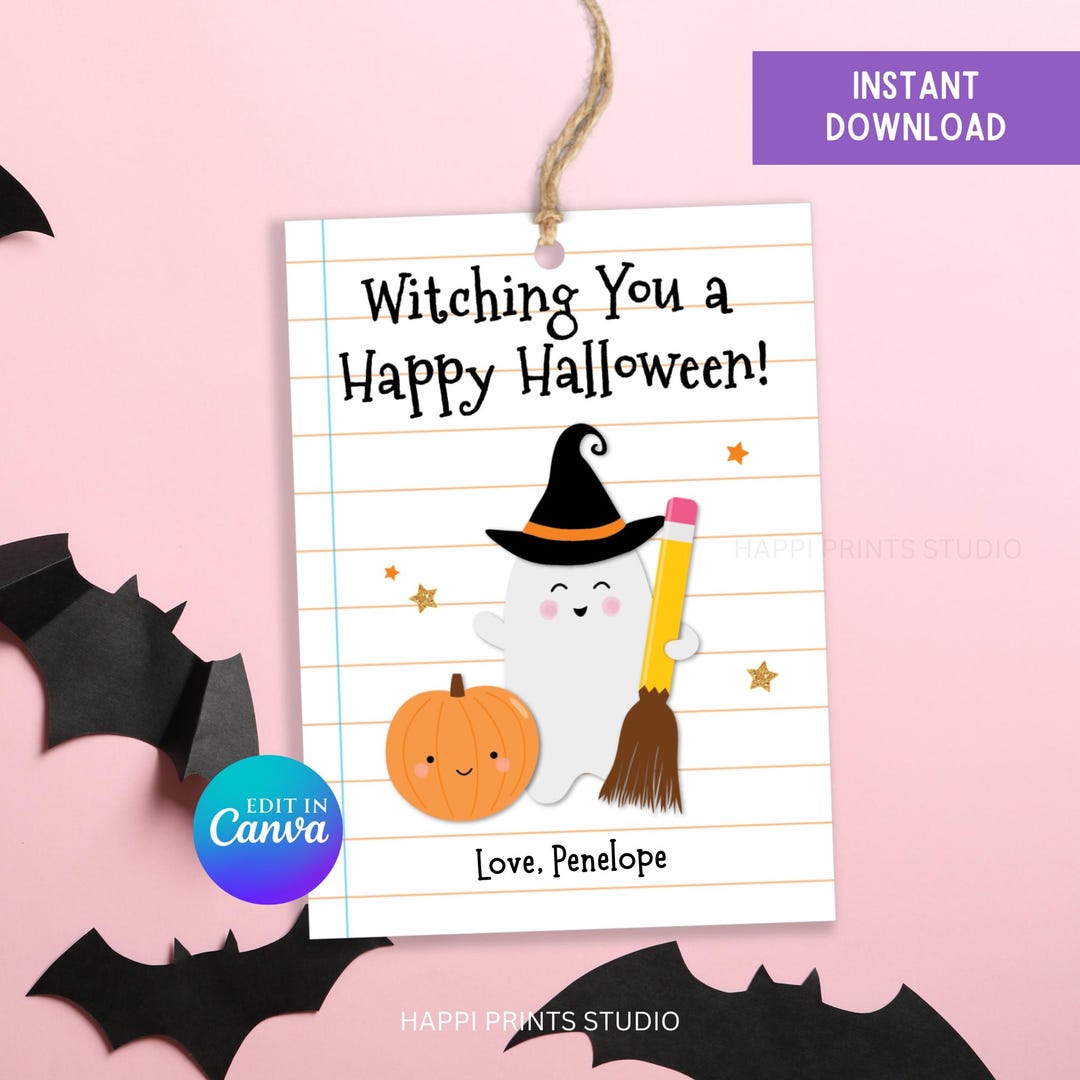 Witching You A Happy Halloween Teacher Gift Tag, Halloween Student ...