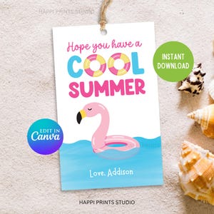 Cool Summer Gift Tag, Pool Floatie End of School Year Summer Gift Tag ...