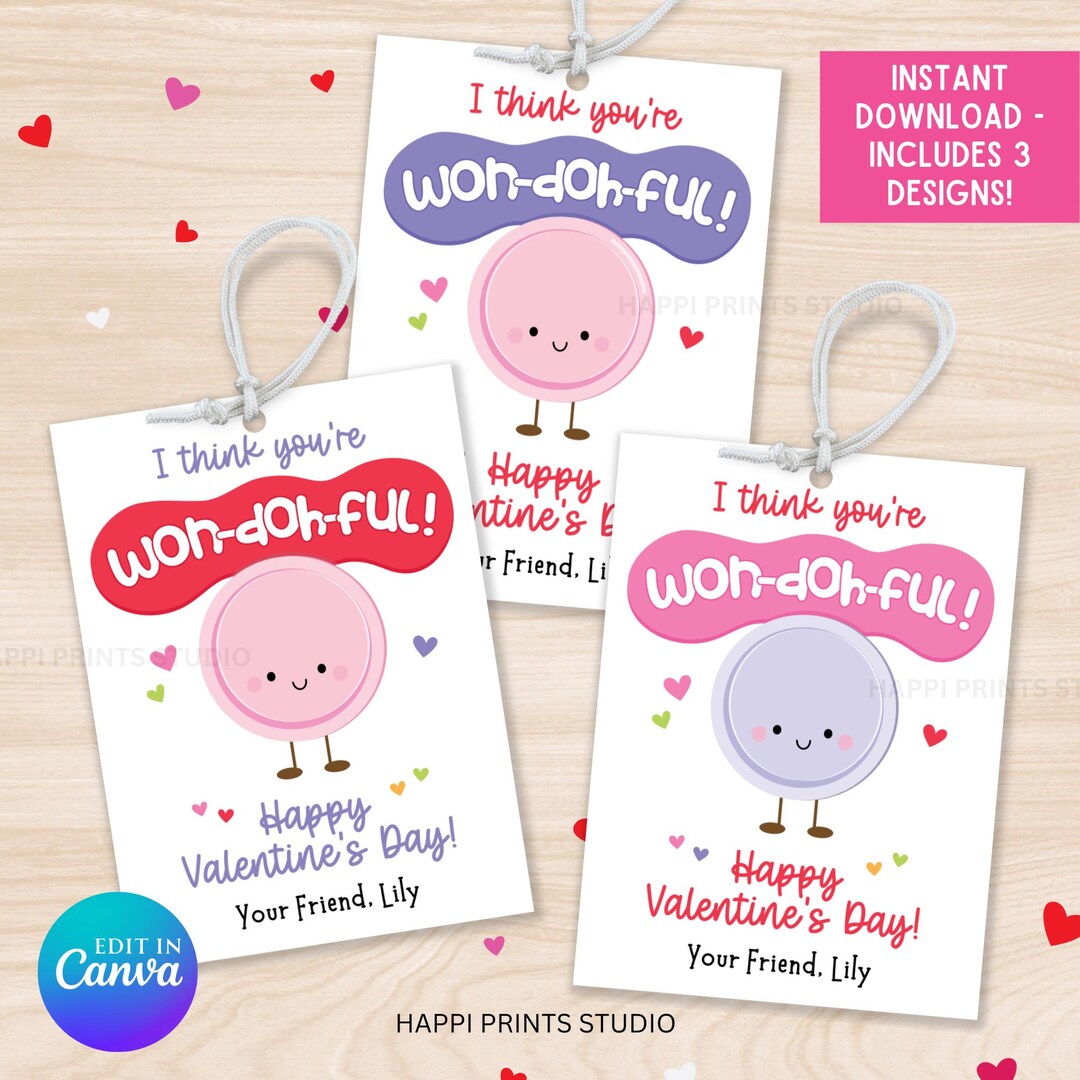 Wondohful Play Dough Valentine Printable Gift Tag, Kid Classroom ...