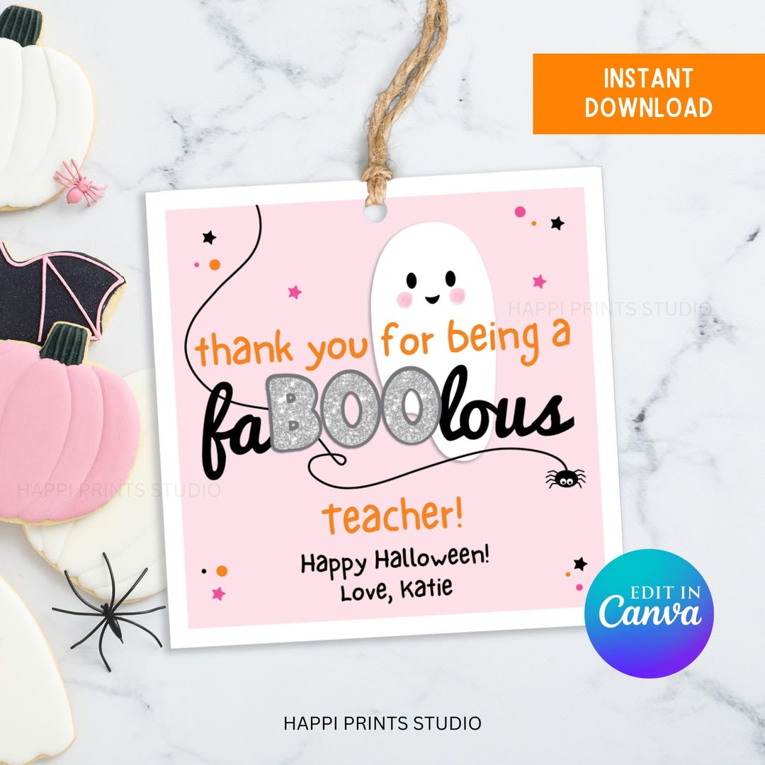 Faboolous Teacher Ghost Tag, Boo Basket Tag, Halloween Ghost Gift Tag ...