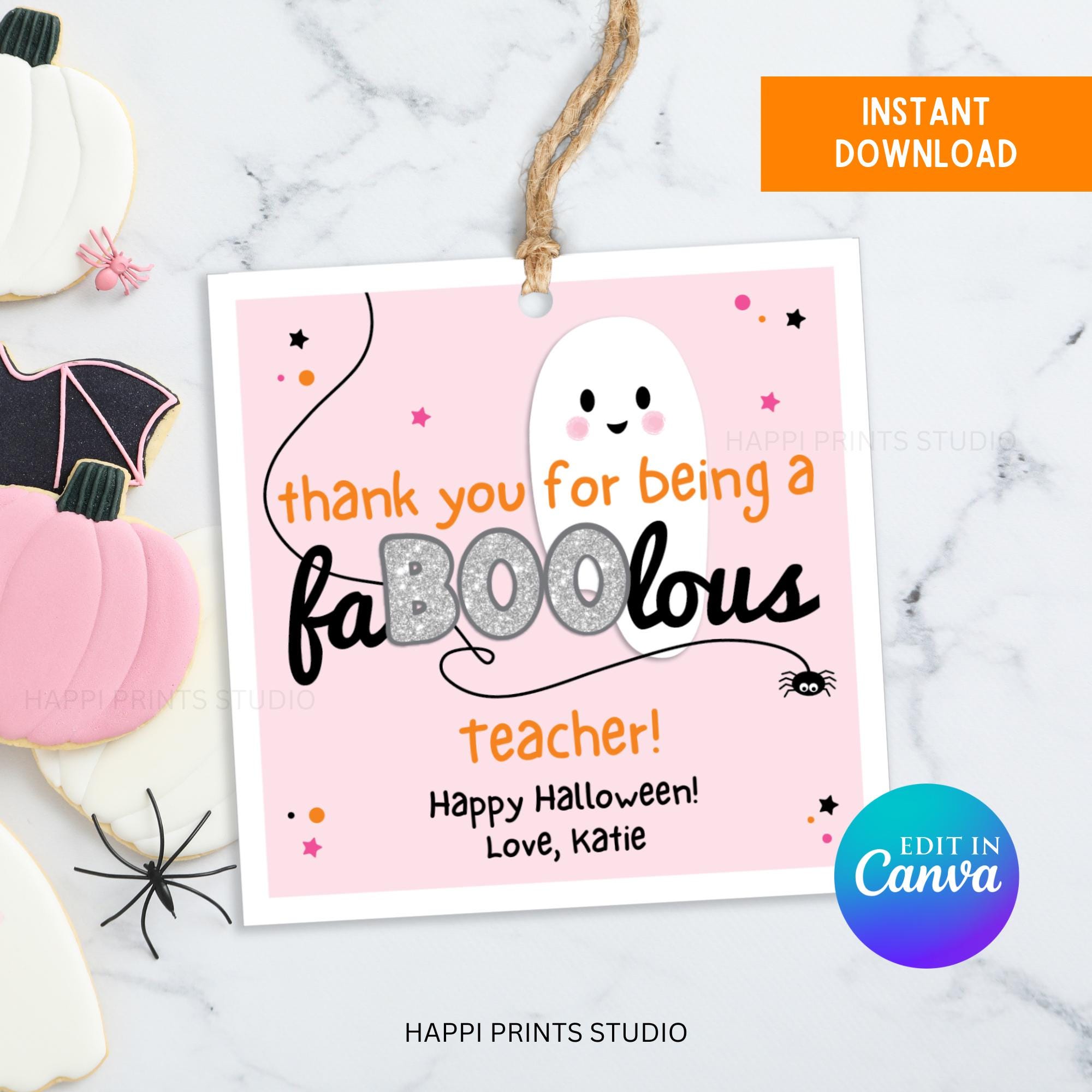 Faboolous Teacher Ghost Tag, Boo Basket Tag, Halloween Ghost Gift Tag ...
