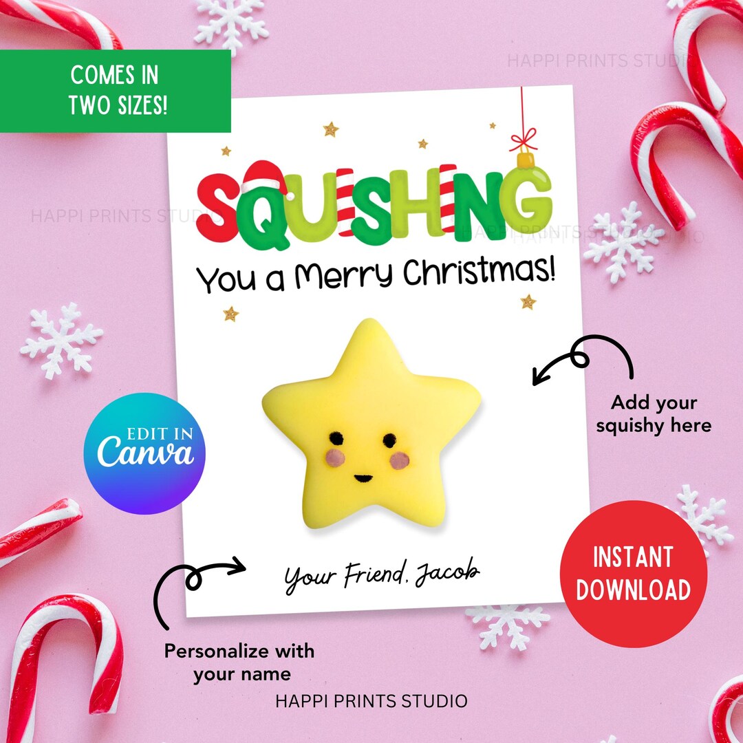 Squishing You a Merry Christmas Card, School Christmas Toy Printable ...
