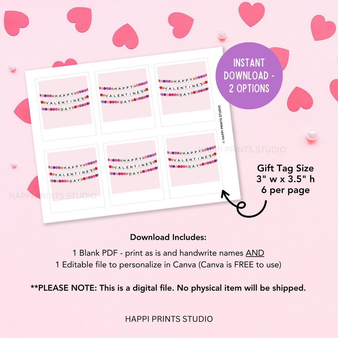 Friendship Bracelet Valentine Photo Printable Gift Tag, Classroom ...