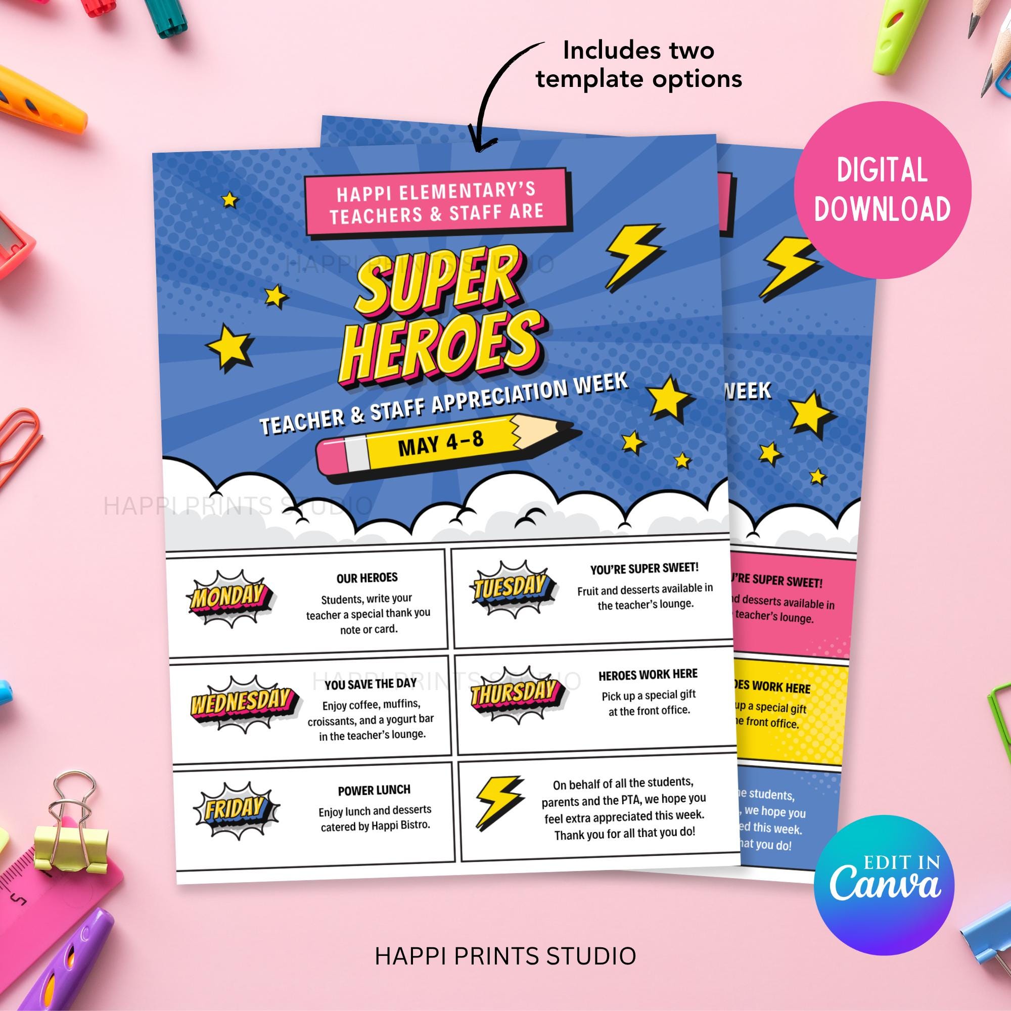 Super Hero Theme Teacher Appreciation Week Flyer, Super Power Superhero ...