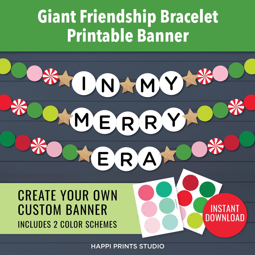 In My Merry Era Friendship Bracelet Banner, Friendship Bracelet Garland ...