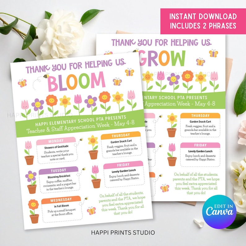 Flower Bloom Theme Teacher Appreciation Week Flyer, Thank You for ...