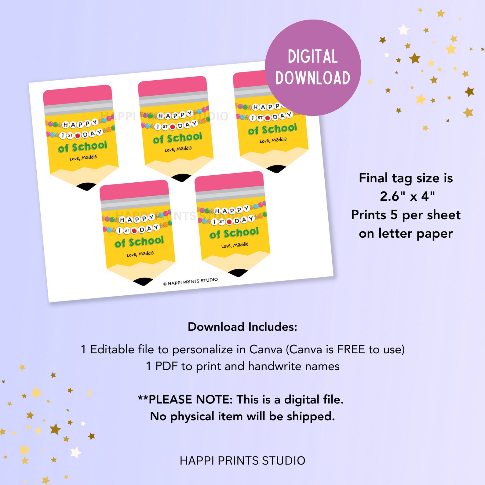 First Day of School Gift Tag, Editable Friendship Bracelet Teacher Gift ...