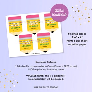 First Day of School Gift Tag, Editable Friendship Bracelet Teacher Gift ...