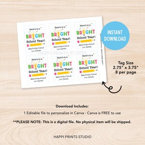 Here's to a Bright School Year Tag, Back to School Light Bulb Pencil ...