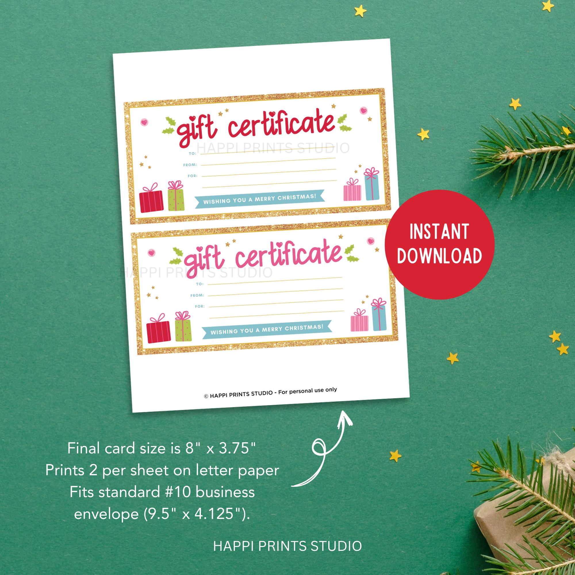 Editable Christmas Gift Certificate Template, Printable Gift Voucher ...