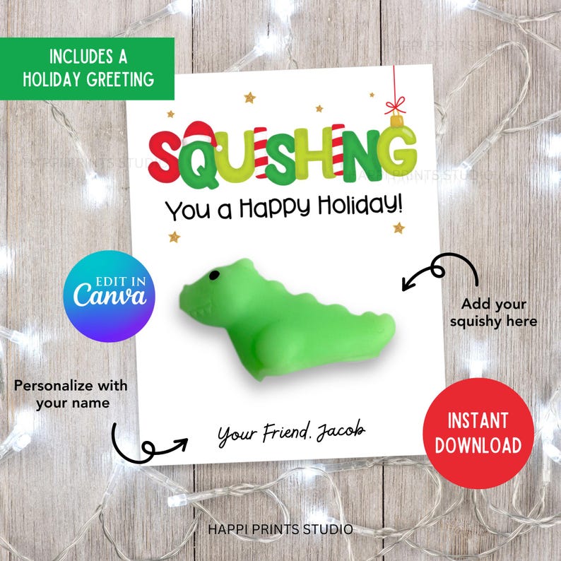 Squishing You a Merry Christmas Card, School Christmas Toy Printable ...