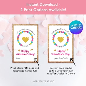 Friendship Bracelet Valentine Card, Valentine Classroom Exchange ...