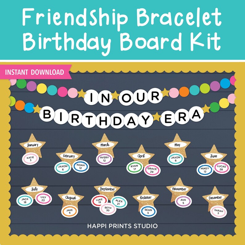 Friendship Bracelet Bulletin Board Kit, in Our Birthday Era Bulletin ...