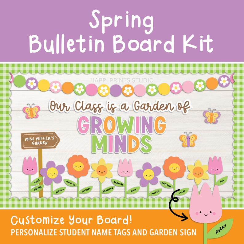Class Garden Spring Bulletin Board Kit, Flower Garden of Growing Minds ...