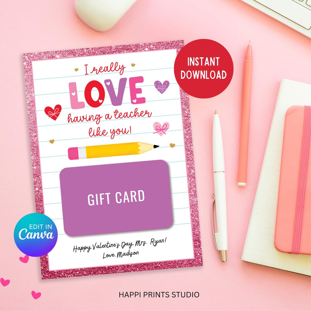 Valentine Love Teacher Gift Card Holder, Teacher Valentine Appreciation ...