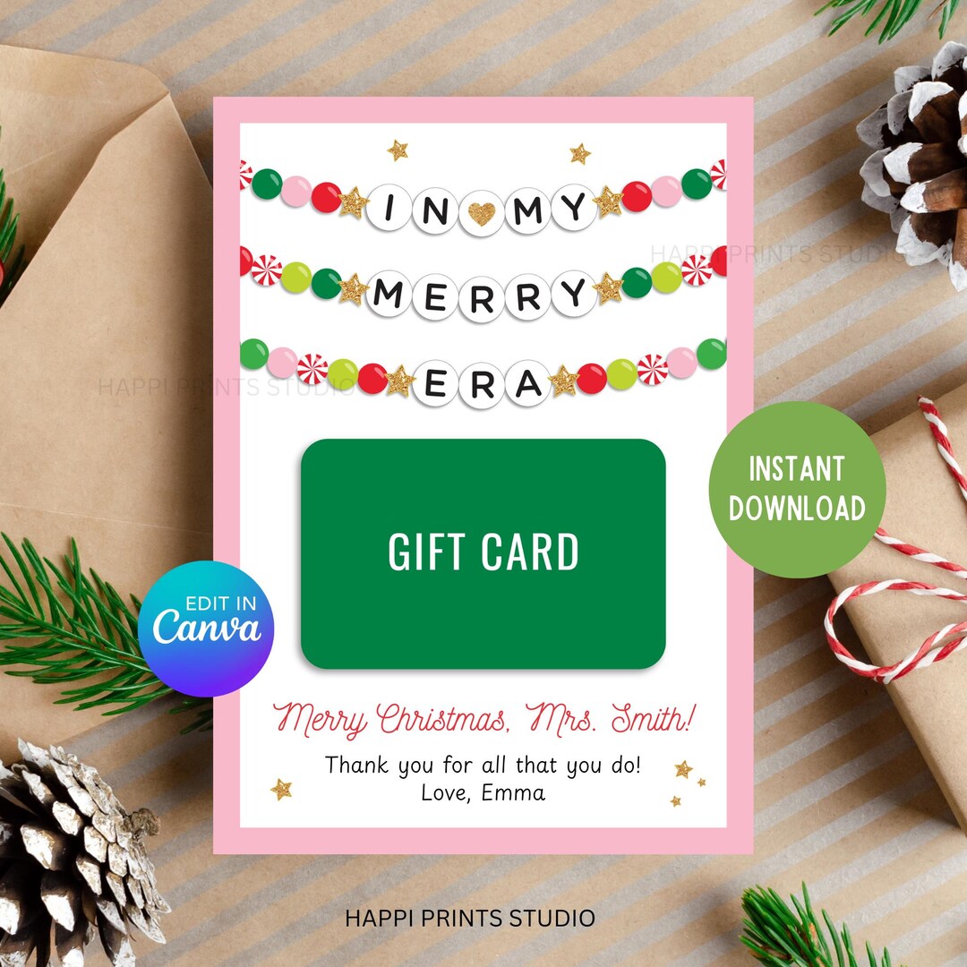 In My Merry Era Friendship Bracelet Christmas Gift Card Holder, School ...