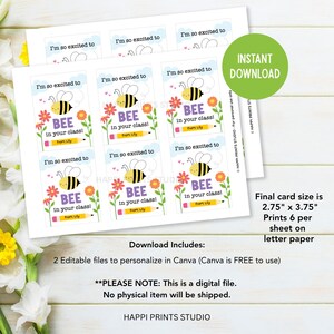 Excited to Bee in Your Class Back to School Gift Tag, First Day of ...
