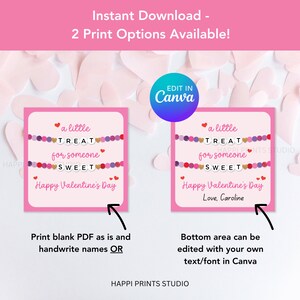 Someone Sweet Valentine, Friendship Bracelet Valentine Printable, Class ...