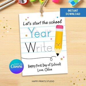 Start the School Year Write Tag, Happy First Day of School Gift Tag ...