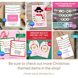 Editable Friendship Bracelet Christmas Gift Tag, Printable Gift Tag ...