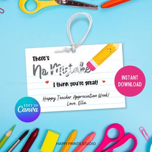 Teacher Appreciation Gift Tag, Pencil Tag for Teacher, Teacher ...