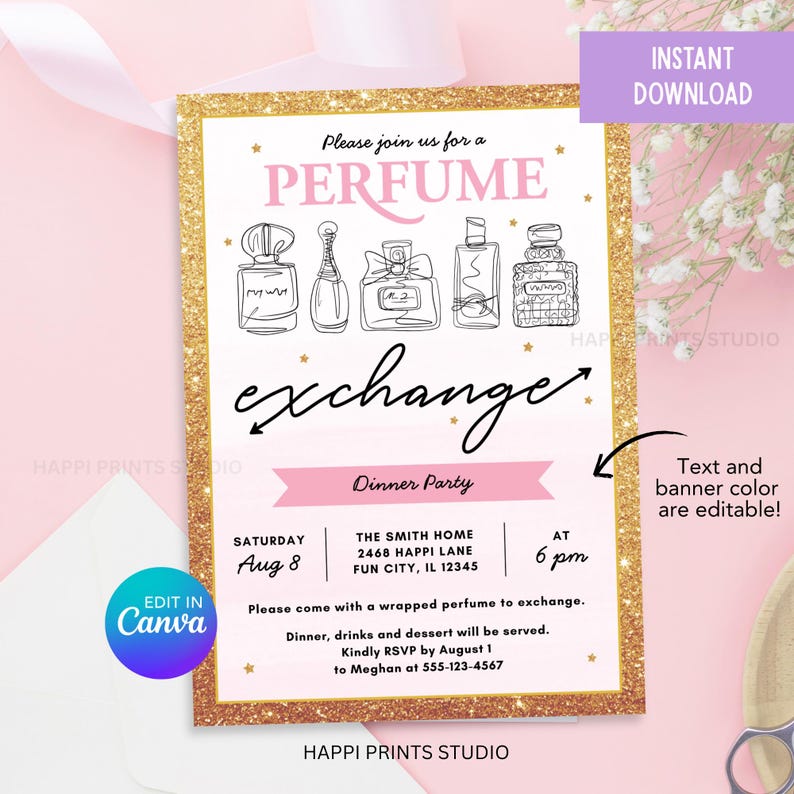 Perfume Exchange Party Invitation, Perfume Party Birthday Invite ...