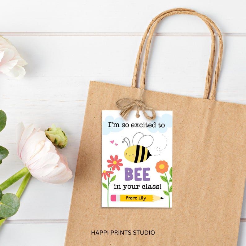 Excited to Bee in Your Class Back to School Gift Tag, First Day of ...