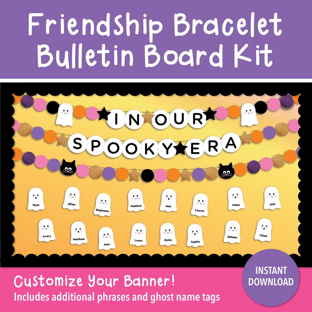 In Our Spooky Era Friendship Bracelet Bulletin Board Kit, Halloween Era ...