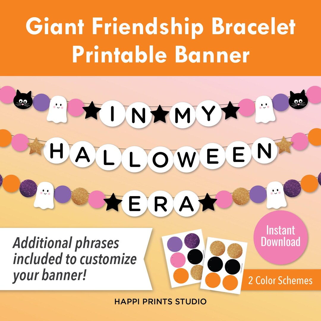 In My Halloween Era Printable Banner, Halloween Friendship Bracelet ...