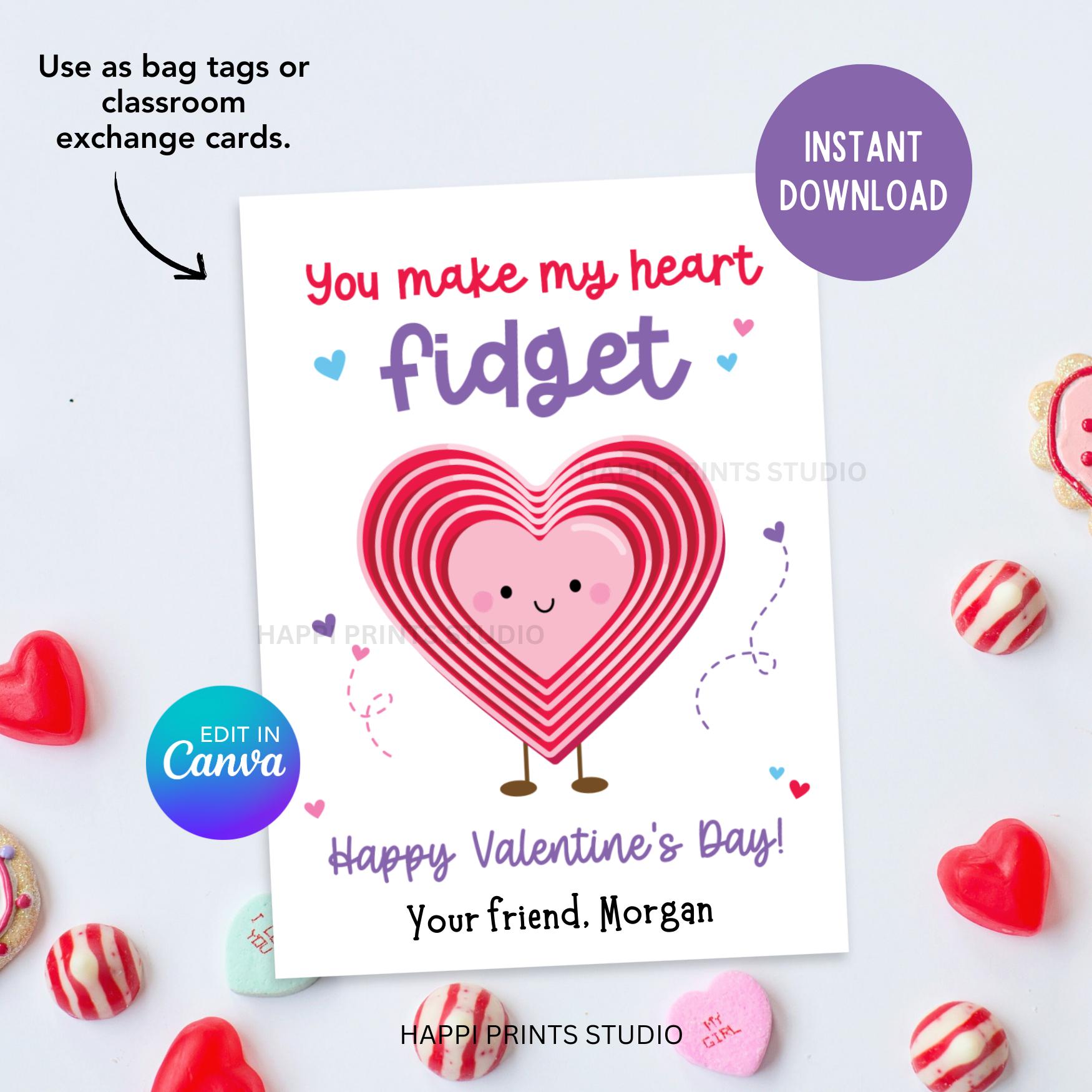 Layered 3D Heart Fidget Valentine Tag, 3D Printed Fidget Heart ...