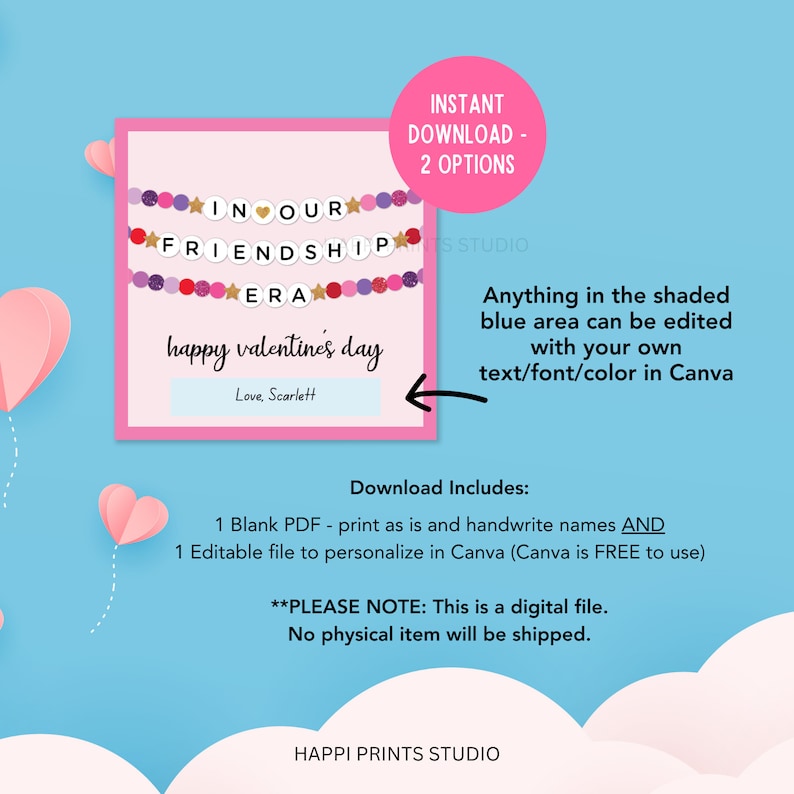 In Our Friendship Era Valentine, Friendship Bracelet Valentine Card ...