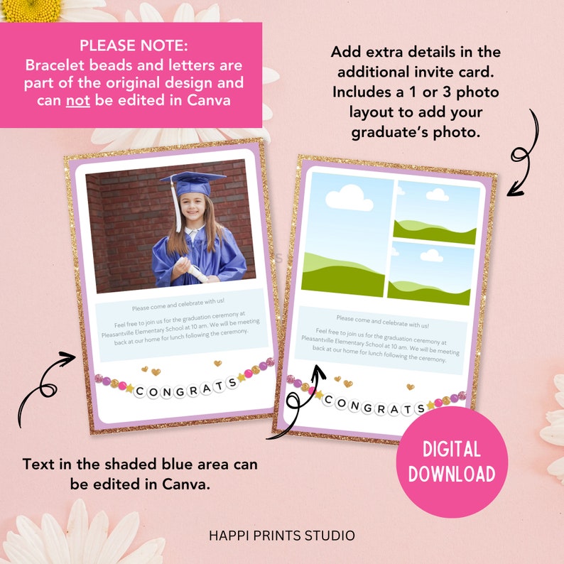 In My Kindergarten Graduation Era Digital Invitation, Editable ...