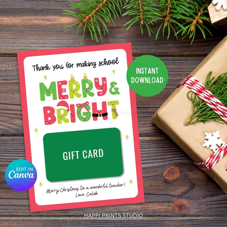 Making School Merry and Bright Gift Card Holder, Teacher Christmas Gift ...