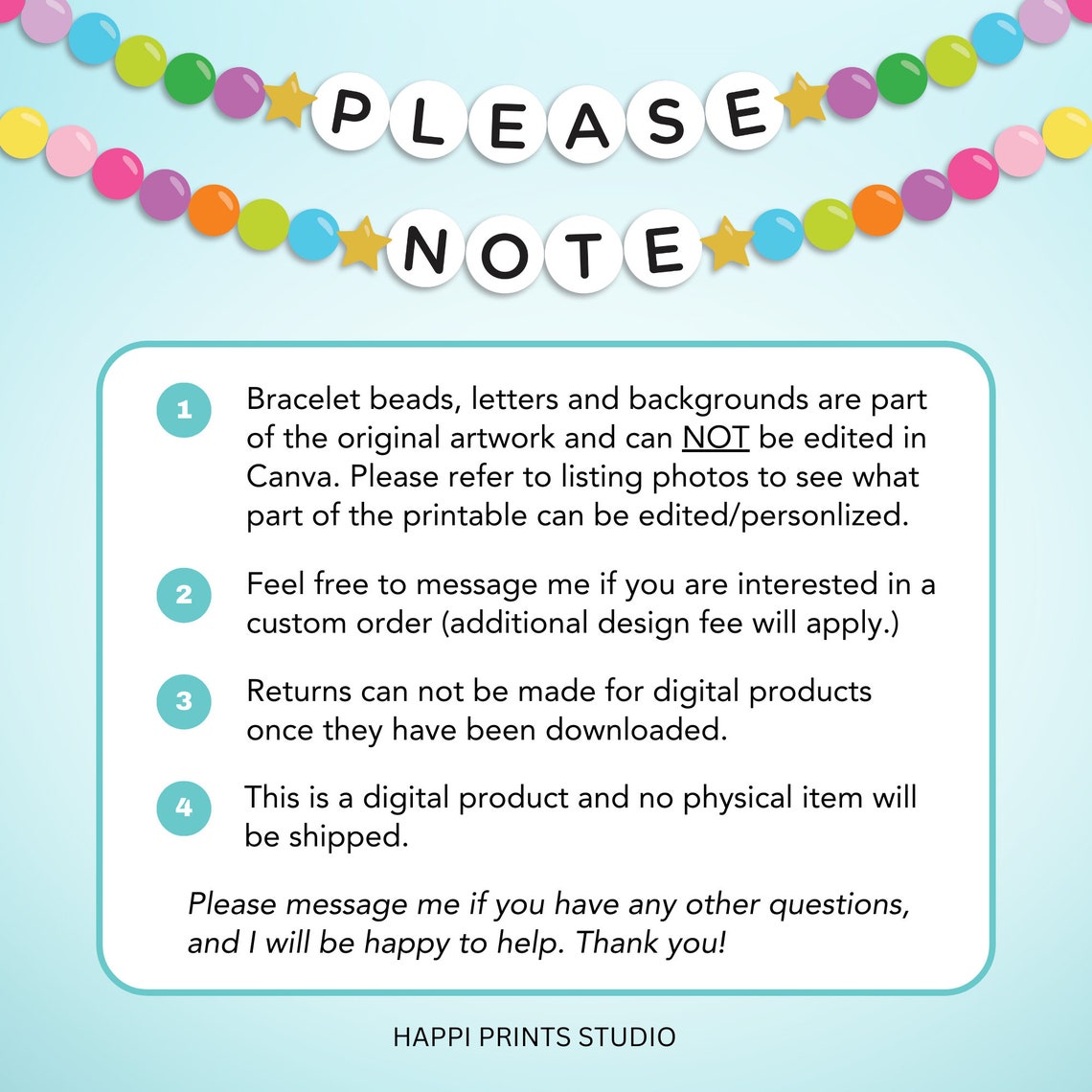 Editable Friendship Bracelet Printable Thank You Card, Thank You Card ...