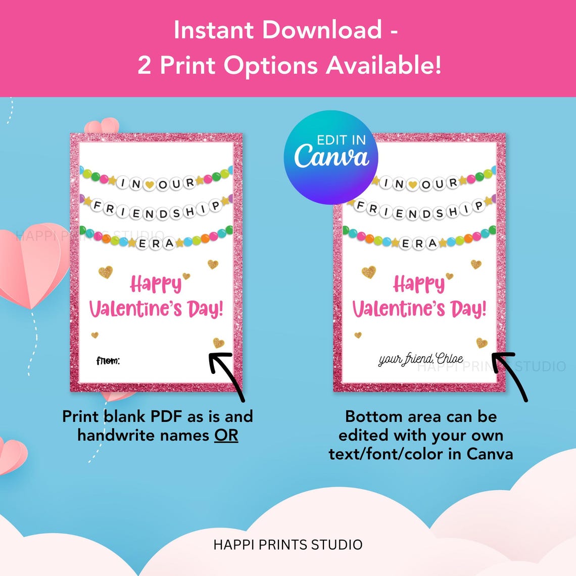 Friendship Bracelet Valentine Card, Valentine Classroom Exchange, Kid ...