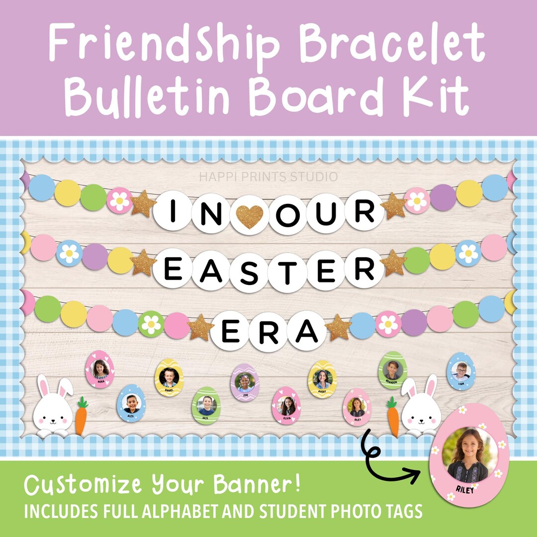 In Our Easter Era Friendship Bracelet Banner Bulletin Board Kit, Spring ...